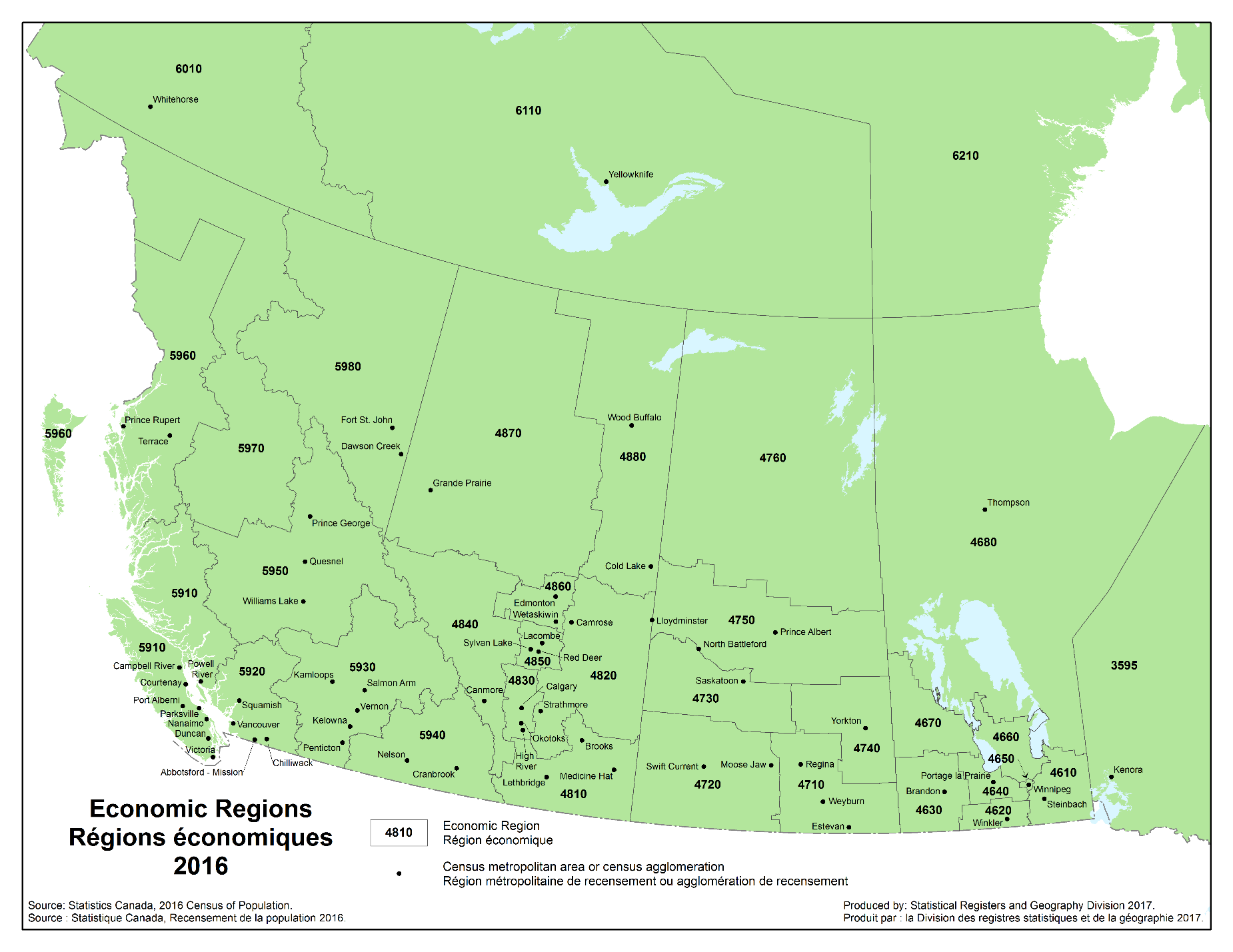 Geographical map of the 2016 Western economic regions